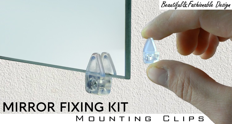 4 Mirror Wall Hanging Fixing Kit Frameless Plastic Mirror Wall Mounting ...