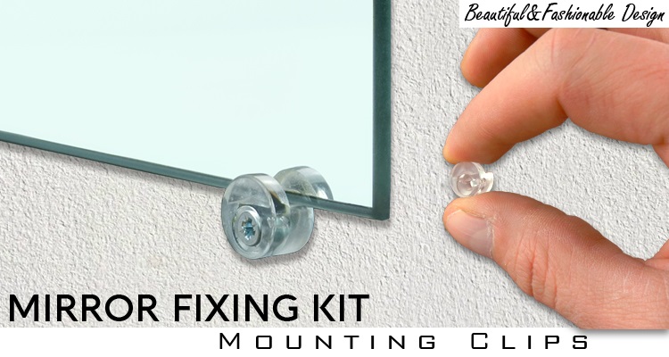4 Spiegel Wand hängende Montage Befestigung Kit Rahmenloser Kunststoff ...