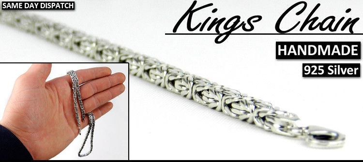 60 cm Genuine Hand Made Kings Chain Silver 925 Sterling 54 gr Byzantine ...