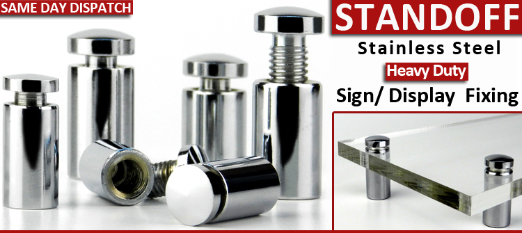 10x Stainless Steel Stand Off Fixings Glass Wall Sign Support Standoff ...